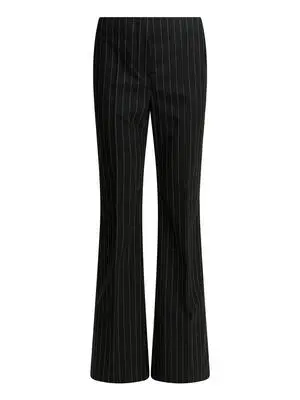 Max Mara Pinstripe Virgin Wool Trousers - Black