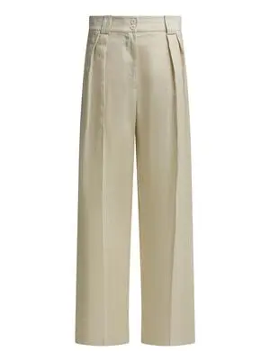 INES DE LA FRESSANGE PARIS Wide Leg Linen Trousers - Beige