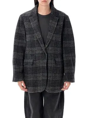 MARANT ETOILE Gesina Checkered Wool Suit Jacket - Grey