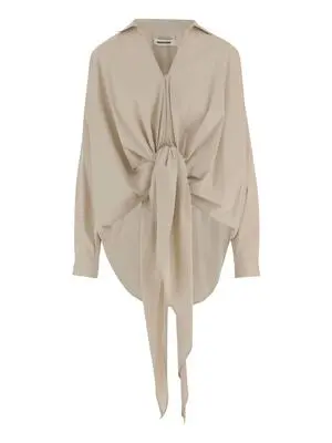 DARKPARK Romy Knot-front Shirt With Asymmetrical Hem - Ivory