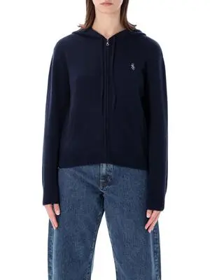 SPORTY & RICH Cashmere Zip Hoodie - Blue