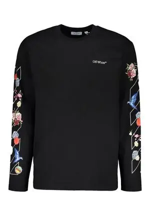 Off White Logo Longsleeve T Shirt - Black