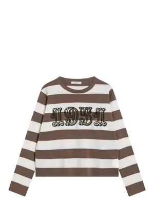 Max Mara Striped Wool Sweater With Embroidery - Brown