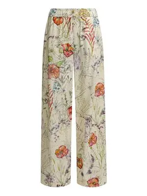 MC QUEEN Printed Wide Leg Trousers - White