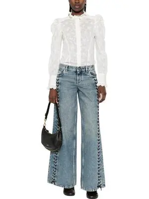Stella McCartney Laced Wide Leg Denim Jeans - Blue