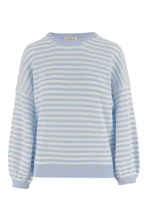 Bruno Manetti Cotton Striped Knit - Clear Blue