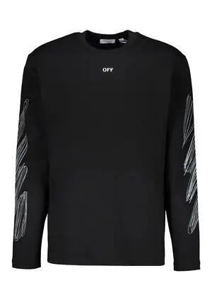 Off White Long Sleeve T Shirt - Black