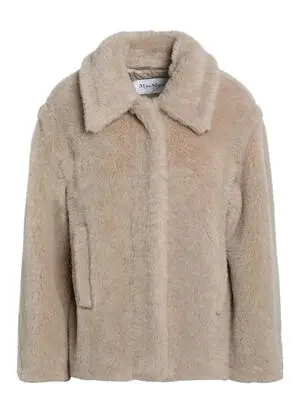 Max Mara Light Alpaca And Wool Teddy Cropped Coat - Beige