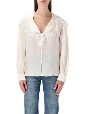 Chloé Floral Jacquard Silk Blouse - Iconc Milk