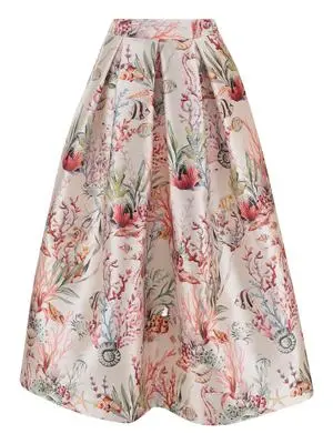 LUNATICA MILANO Flared Skirt With Fantasy Print - Red