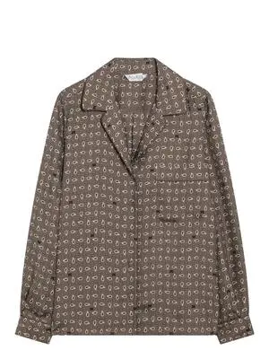 Max Mara Printed Silk Twill Shirt - Brown