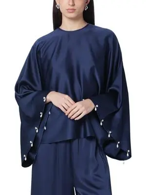 Stella McCartney Oversized Viscose Satin Blouse - Blue