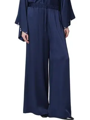 Stella McCartney Oversized Viscose Satin Trousers - Blue