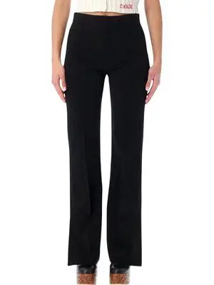 Chloé Tailored Herringbone Cotton Trousers - Black