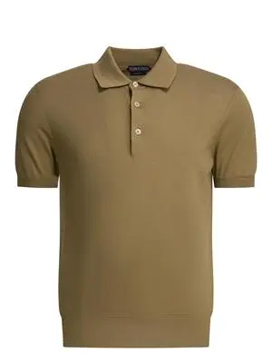 TOM FORD Cotton Knit Polo Shirt - Beige
