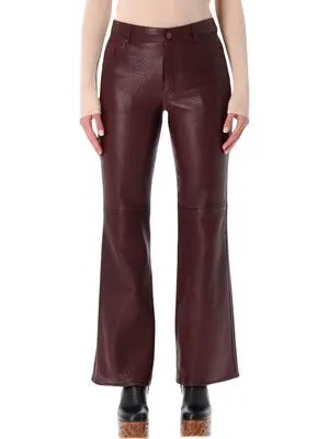 Chloé Flared Lambskin Leather Trousers - Violine Bordeayx