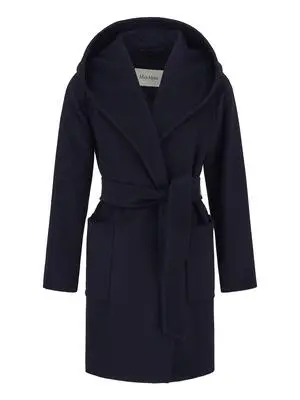 Max Mara Rialto Camel Wool Robe Coat - Blu Marino