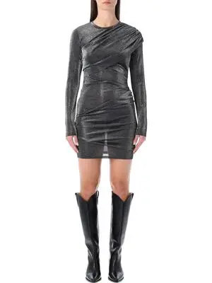 MARANT ETOILE Denise Metallic Mini Dress - Gun Metal