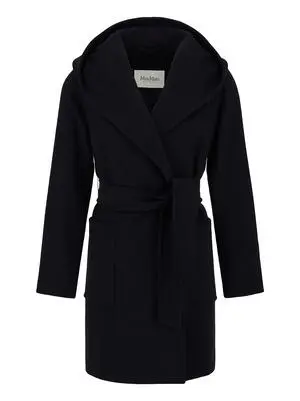 Max Mara Rialto Camel Wool Wrap Coat - Nero