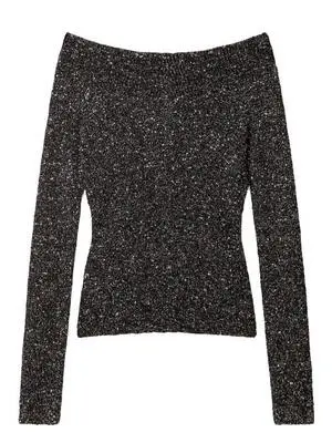 Stella McCartney Soft Touch Knitted Sequins Top - Black