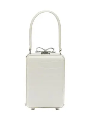 SELF-PORTRAIT Croc Effect Mini Handbag - White