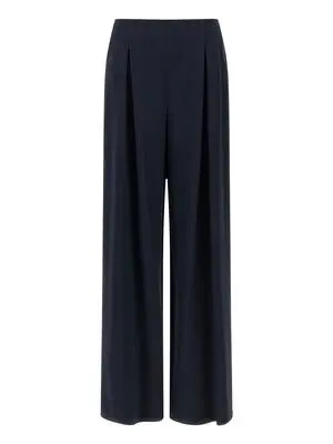 Max Mara Wide Leg Silk Trousers - Blue