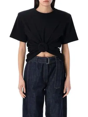 Magda Butrym Knot Detail T-shirt With Detachable Shoulder Pads - Black