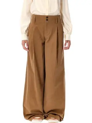 Chloé Wide Leg Trousers - Mustard Brown