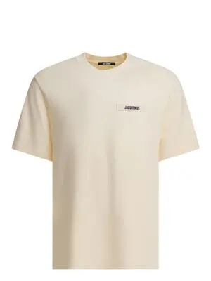 Jacquemus T Shirt With Gros Grain Logo - Beige