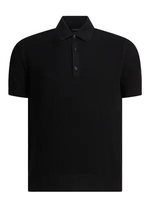 TOM FORD Silk And Cotton Pique Polo Shirt - Black