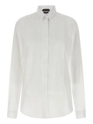 TOM FORD Plastron Cotton Poplin Shirt - White