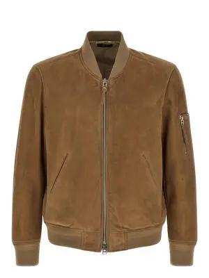 TOM FORD Suede Bomber Jacket - Beige