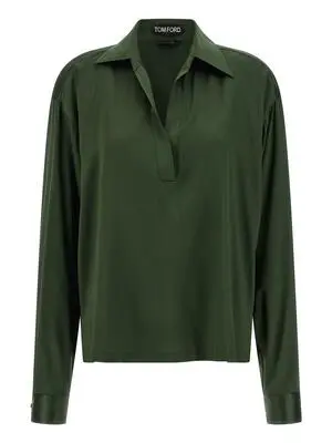 TOM FORD Silk Polo Shirt - Green