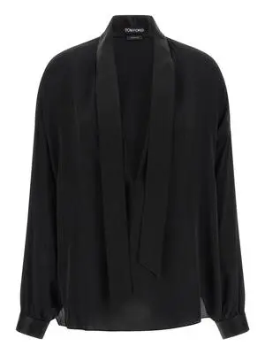 TOM FORD Lavallière Neck Blouse - Black