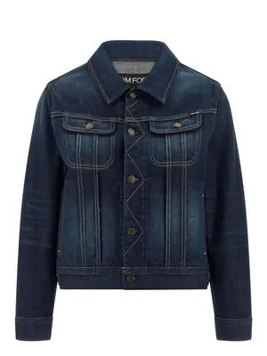 TOM FORD Japanese Stonewashed Denim Trucker Jacket - Blue