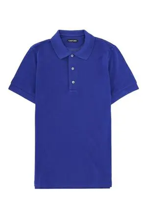TOM FORD Lyocell And Cotton Polo Shirt - Blue