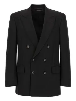 TOM FORD Satin Striped Blazer - Black