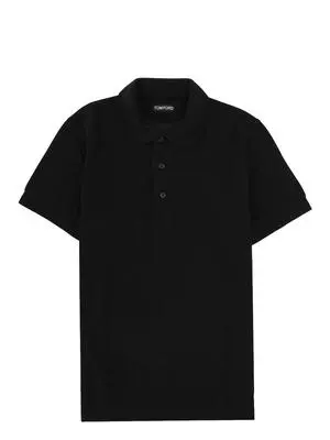TOM FORD Lyocell And Cotton Polo Shirt - Black