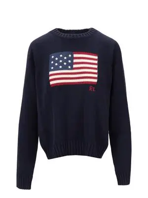 Ralph Lauren Flag Long-sleeve Pullover - Navy