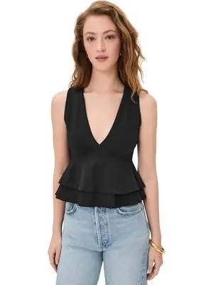 Susana Monaco Double Layered V-neck Tank - Black
