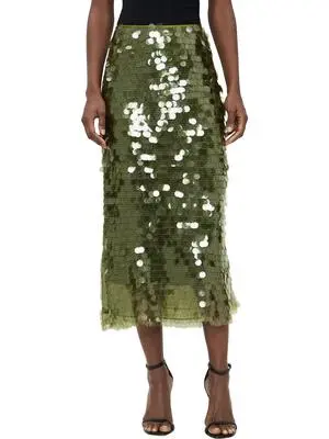 Cinq À Sept Calista Sequined Skirt - Kelp Forest