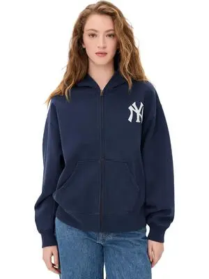 SPORTY & RICH Heritage Yankees Zip Hoodie - Dark Navy