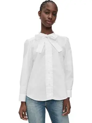 R13 Tie Neck Cotton Blouse - White
