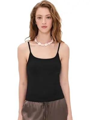 Donni. Ribbed Spaghetti Tank - Jet