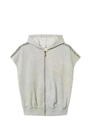 TWINSET Embroidered Hoodie With Cabochon Embellishments - Grey