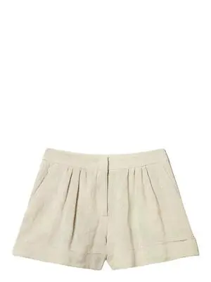 TWINSET Pleated Linen-blend Shorts - Neutrals