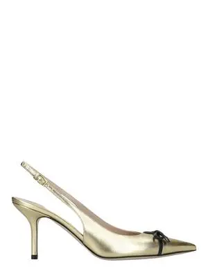Valentino Garavani Leather Slingback Heels - Gold