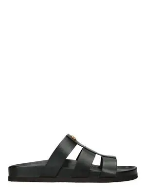 Valentino Garavani Leather Studshield Slides - Black