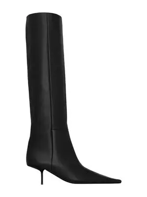 Saint Laurent Leather Victorie Knee-high Boots 55 - Black