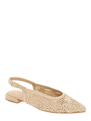 Cordani Nika Woven Raffia Slingback Flats - Beige